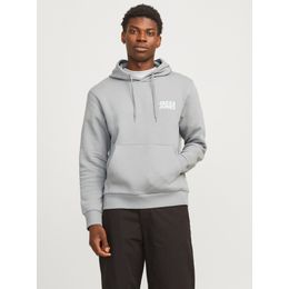 Jack & Jones JACK & JONES Herren Kapuzensweatshirt "JJECORP LOGO SWEAT HOOD NOOS", grau, Gr. L, bedruckt, angeraute Sweatware, Obermaterial: 70% Baumwolle, 30%