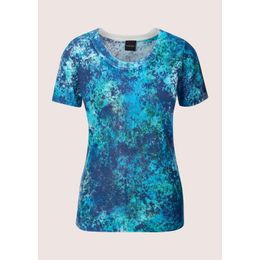 Madeleine Mode MADELEINE Damen Longpullover "Druckpullover Viskosepullover mit All-Over-Print", blau, Modern, Gr. 36, Obermaterial: 89% Viskose CV. 11% Polyamid
