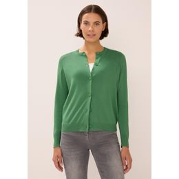 Cecil Damen Strickjacke, gr&uuml;n, Gr. XXL, unifarben, Strick, Obermaterial: 60% Baumwolle, 40% Viskose, Strickjacken, mit Knopfleiste