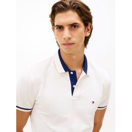 Tommy Hilfiger Herren Poloshirt "CONTRAST COLLAR BLOCK", wei&szlig;, Gr. XL, unifarben, Jersey, Obermaterial: 96% Baumwolle, 4% Elasthan, Shirts, Regular