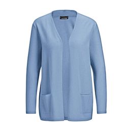 GOLDNER Damen Strickjacke "Cardigan in langer offener Form", blau, Gr. 42, Obermaterial: 100% Kaschmir WS., Pullover, Aufwendig in Form gestrickt