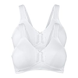 bonprix Damen B&uuml;stenhebe "BH ohne B&uuml;gel mit Baumwolle (2er Pack)", Gr. 90, wei&szlig;, Obermaterial: 95% Baumwolle, 5% Elasthan. Futter: 100% Baumwolle.