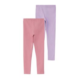 s.Oliver JUNIOR M&auml;dchen Leggings, rosa, Gr. 152, unifarben, Jersey, Obermaterial: 95% Baumwolle, 5% Elasthan, Hosen, 2er Pack / f&uuml;r Girls / mit