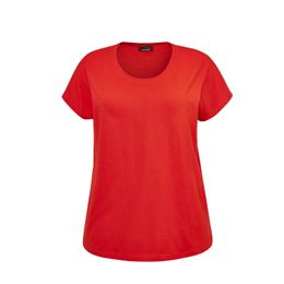 GOLDNER Damen Kurzarmshirt "Shirt mit Rundhalsausschnitt", rot, Gr. 62, Obermaterial: 100% Baumwolle CO., Shirts, Tiefer Rundhalsausschnitt
