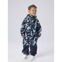 name it Kinder Overall "NMMALFA08 SOFTSHELL SUIT AOP 1FO NOOS", blau, Gr. 98, bedruckt, Softshell, Obermaterial: 94% Polyester, 6% Elasthan,