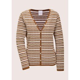 Madeleine Mode MADELEINE Damen Strickjacke "Cardigan Modische Strickjacke mit Streifenmuster", wei&szlig;, Modern, Gr. 40, Obermaterial: 100% Baumwolle CO., Strickjacken