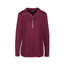 GOLDNER Damen Longpullover "Kurzgr&ouml;&szlig;e Flauschiges Troyer- Shirt", lila, Gr. 23, Obermaterial: 75% Viskose CV. 20% Polyester PES. 5% Elasthan EL.,