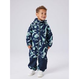 name it Kinder Overall "NMMALFA08 SOFTSHELL SUIT AOP 1FO NOOS", blau, Gr. 92, bedruckt, Softshell, Obermaterial: 94% Polyester, 6% Elasthan,