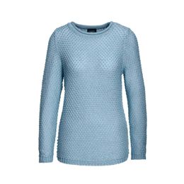 GOLDNER Damen Strickpullover "Kurzgr&ouml;&szlig;e Pullover mit sch&ouml;nem Ajourmuster", blau, Gr. 24, Obermaterial: 83% Polyacryl PAN. 17% Baumwolle CO.,