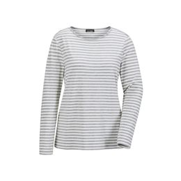 GOLDNER Damen Longpullover "Jerseyshirt im Streifen-Look", grau, Gr. 40, Obermaterial: 92% Viskose CV. 8% Elasthan EL., Pullover, Ohne