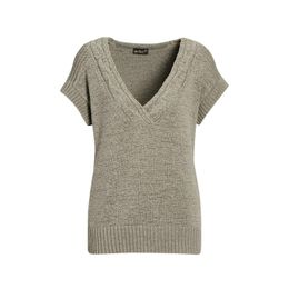 GOLDNER Damen Rundhalspullover "Kurzgr&ouml;&szlig;e Trageangenehmer Pullunder mit modischem Ausschnitt", gr&uuml;n, Gr. 23, Obermaterial: 60% Polyester PES. 40%