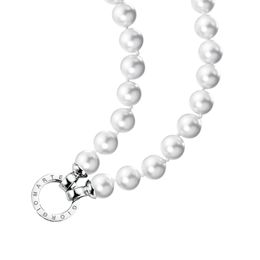 Damen Perlenkette "Muschelkern Perlen, Ringverschluss, Silber 925", 80cm, Silber 925 (Sterlingsilber), wei&szlig;, Giorgio Martello MILANO, Silber 925