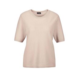 GOLDNER Damen Kurzarmpullover "Kurzgr&ouml;&szlig;e Feinstrickpullover mit Rundhals", beige, Gr. 22, Obermaterial: 100% Kaschmir WS., Pullover, Aufwendig in