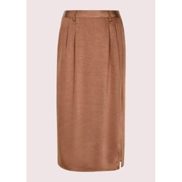 Madeleine Mode MADELEINE Damen Midirock "Satinrock Midirock mit Seitenschlitz", braun, Modern, Gr. 42, Obermaterial: 100% Polyester PES., R&ouml;cke, Langer Satinrock