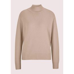 Madeleine Mode MADELEINE Damen Longpullover "Strickpullover Stilvoller Kaschmirpullover mit Stehkragen", beige, Modern, Gr. 44, Obermaterial: 90% Schurwolle WV. 10%