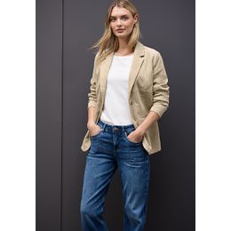 Street One Damen Jackenblazersanded beige, Gr. 42, unifarben, Web, Obermaterial: 90% Polyester, 8% Polyamid, 2% Elasthan. Futter: 100% Polyester,