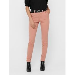 Only Damen Chinohose "ONLPARIS REG CHINO PANT", rosa, Gr. 46, unifarben, Web, Obermaterial: 97% Baumwolle, 3% Elasthan, Hosen, gepflegte Hose mit