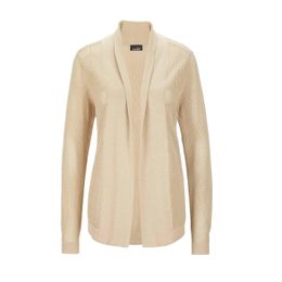 GOLDNER Damen Strickjacke "Kurzgr&ouml;&szlig;e Braune Cardigan mit Ajourmuster", beige, Gr. 23, Obermaterial: 50% Baumwolle CO. 50% Polyacryl PAN.,