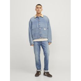 Jack & Jones JACK & JONES Herren Regular-fit-Jeans "JJICLARK im Used-Look, Stretchkomfort und niedrige Leibh&ouml;he", blau, Gr. 32, Abriebeffekte, Denim/Jeans,