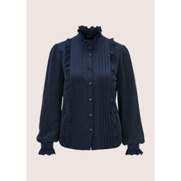 Madeleine Mode MADELEINE Damen Langarmbluse "R&uuml;schenbluse Langarmbluse mit Stehkragen", blau, Modern, Gr. 40, Obermaterial: 100% Viskose CV., Blusen