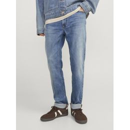 Jack & Jones JACK & JONES Herren Regular-fit-Jeans "JJICLARK im Used-Look, Stretchkomfort und niedrige Leibh&ouml;he", blau, Gr. 32, Abriebeffekte, Denim/Jeans,