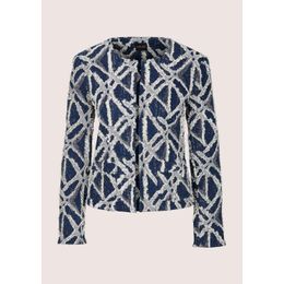 Madeleine Mode MADELEINE Damen Jackenblazer "Kurzblazer Jacquardblazer mit Fransen", blau, Modern, Gr. 34, Obermaterial: 98% Baumwolle CO. 1% Elasthan EL. 1%