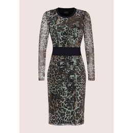 Madeleine Mode MADELEINE Damen Sommerkleid "Etuikleid Elegantes Mesh-Kleid mit Animal-Print", schwarz, Modern, Gr. 44, Obermaterial: 95% Polyester PES. 5% Elasthan