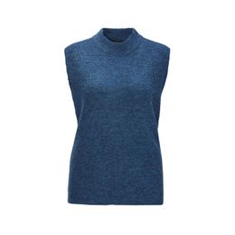 GOLDNER Damen Rundhalspullover "Kurzgr&ouml;&szlig;e Edler Rippstrick Pullunder, Stehkragen", blau, Gr. 25, Obermaterial: 76% Polyester PES. 15% Polyamid PA. 6%