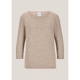 Madeleine Mode MADELEINE Damen Longpullover "Strickpullover Kaschmirpullover mit U-Boot-Ausschnitt", beige, Modern, Gr. 34, Obermaterial: 100% Kaschmir WS.,