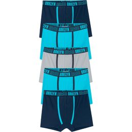bonprix Jungen Boxershorts "Boxershorts mit weicher Baumwolle (5er Pack)", Gr. 176, blau, Obermaterial: 95% Baumwolle, 5% Elasthan, Unterhosen, mit