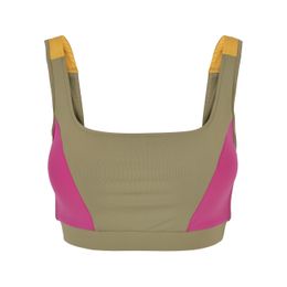 B&uuml;gel-BH Urban Classics "Urban Classics Damen Ladies Color Block Bra", Damen, Gr. XL, Cup 0, khaki, brightviolett, magimango, 80% Polyamid, 20% Elasthan, BHs B&uuml;gel-BH