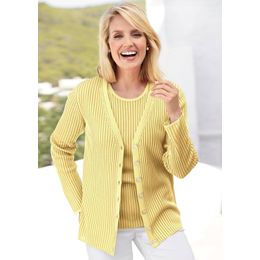 GOLDNER Damen Strickjacke "Pflegeleichte Strickjacke in hochwertiger Rippenstruktur", gelb, Gr. 48, Obermaterial: 65% Polyacryl PAN. 35% Polyester