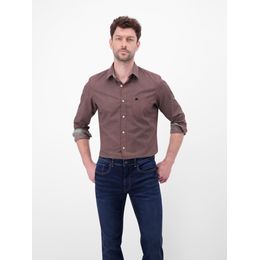 Lerros Herren Langarmhemd "Langarmhemd mit Karomuster aus 100% Baumwolle", braun, Gr. M, 100% Baumwolle, Hemden