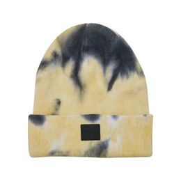 Beanie Urban Classics "Urban Classics Unisex Tie Dye Beanie Kids", Damen, Gr. L/XL, gelb, schwarz, Baumwolle, M&uuml;tzen Beanie