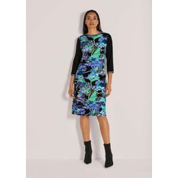 Madeleine Mode MADELEINE Damen Sommerkleid "Kleid Farbenfrohes Jersey-Kleid", blau, Modern, Gr. 38, Obermaterial: 60% Baumwolle CO. 35% Polyester PES. 5% Elasthan