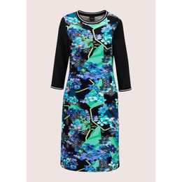 Madeleine Mode MADELEINE Damen Sommerkleid "Kleid Farbenfrohes Jersey-Kleid", blau, Modern, Gr. 44, Obermaterial: 60% Baumwolle CO. 35% Polyester PES. 5% Elasthan