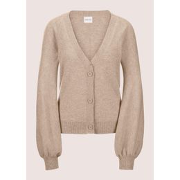Madeleine Mode MADELEINE Damen Strickjacke "Strickjacke Kaschmir-Cardigan mit Ballon&auml;rmeln", beige, Modern, Gr. 48, Obermaterial: 90% Schurwolle WV. 10% Kaschmir
