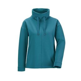GOLDNER Damen Hausanzug "Sportiver Kragenpullover mit Tunnelzug", Gr. 42, blau, Obermaterial: 92% Baumwolle CO. 8% Elasthan EL., Homewear-Sets,