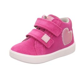 Superfit Damen Sneaker "SUPIES WMS: mittel", Gr. 23pink, rosa herzchen, Leder, Polyester, Veloursleder, Schuhe, Klettschuh, mit herausnehmbarer