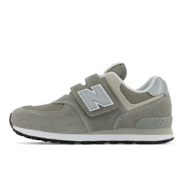 New Balance M&auml;dchen Sneaker "574", Gr. 33,5, grau, Leder, Synthetik, Textil, Schuhe, mit Gummilaufsohle, f&uuml;r Kinder entwickelt