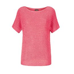 GOLDNER Damen Rundhalspullover "Kurzgr&ouml;&szlig;e Kurzarm-Pullover mit Rippen", rot, Gr. 25, Obermaterial: 60% Polyester PES. 40% Baumwolle CO., Pullover,