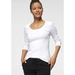 Kangaroos Damen Langarmshirt, schwarz-wei&szlig;, Gr. 36, unifarben, Jersey, Obermaterial: 100% Baumwolle. Obermaterial wei&szlig;: 100% Baumwolle, Shirts, im