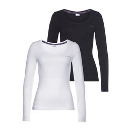 Kangaroos Damen Langarmshirt, schwarz-wei&szlig;, Gr. 52, unifarben, Jersey, Obermaterial: 100% Baumwolle. Obermaterial wei&szlig;: 100% Baumwolle, Shirts, im