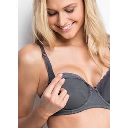 bonprix Damen Still-BH "Still BH mit B&uuml;gel mit Baumwolle (2er Pack)"ecru, grau bedruckt, anthrazit, Gr. 105, Jersey, Obermaterial: 95% Baumwolle, 5%