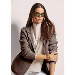 Madeleine Mode MADELEINE Damen Strickjacke "Strickblazer Strickjacke aus Merinowolle und Kaschmir", beige, Modern, Gr. 40, Obermaterial: 90% Schurwolle WV. 10%