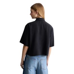 Marc O'Polo Damen Kurzarmbluse, schwarz, Gr. XS, MARC O'POLO DENIM, Web, Obermaterial: 100% Lyocell, Blusen, Croped, relaxed fit