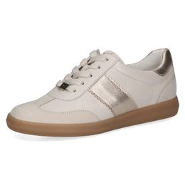 Plateausneaker Caprice, Damen, Gr. 38,5, wei&szlig;, beige, Leder, Schuhe Plateausneaker, Freizeitschuh, Halbschuh, Schn&uuml;rschuh mit Kontrastbesatz