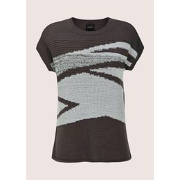 Madeleine Mode MADELEINE Damen Longpullover "Stricktop Baumwollshirt mit Intarsien-Design", grau, Modern, Gr. 48, Obermaterial: 92% Baumwolle CO. 7% Polyester PES.