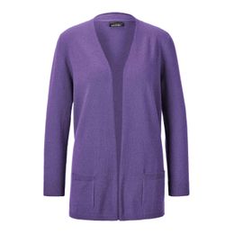 GOLDNER Damen Strickjacke "Kurzgr&ouml;&szlig;e Langarm Feinstrick-Cardigan", lila, Gr. 21, Obermaterial: 100% Kaschmir WS., Strickjacken, Ohne