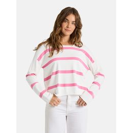 LIEBLINGSST&Uuml;CK Rundhalspullover LIEBLINGSST&Uuml;CK "MarciEP", Damen, Gr. XXL, lovely pink, Strick, Obermaterial: 72% Viskose, 28% Polyester, gestreift, h&uuml;ftlang, Rundhals, Rollsaum, Pullover Rundhalspullover, mit Streifen